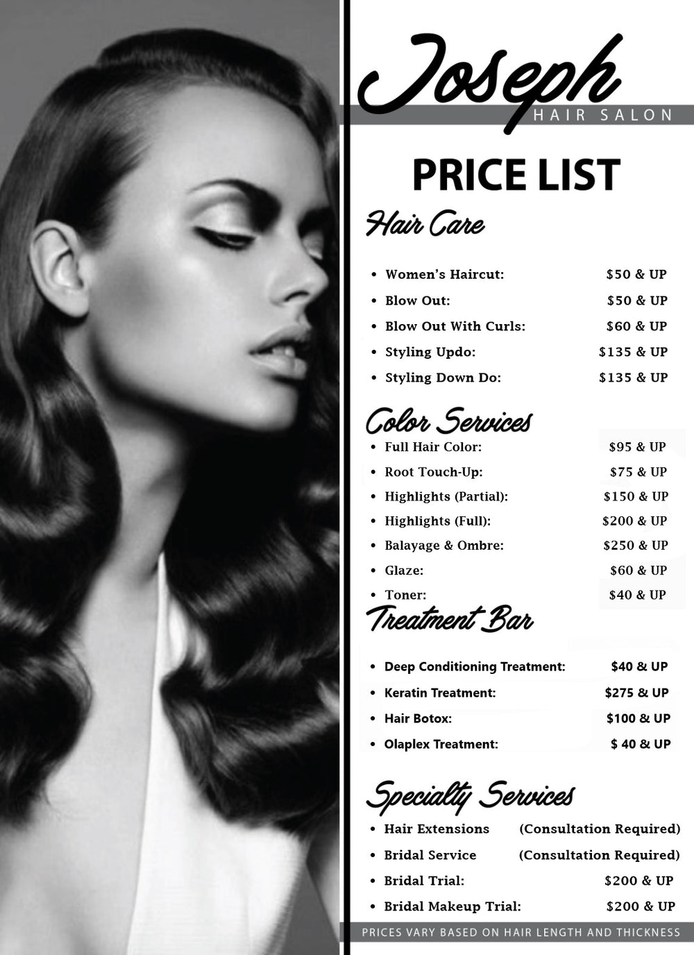 SERVICES – JOSEPH HAIR SALON
